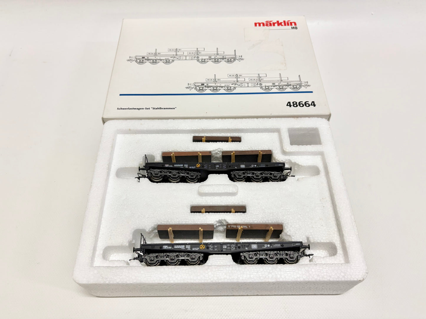 Märklin 48664 Wagen-Set Schwerlastwagen mit Stahlbrammen DB AC H0 ...